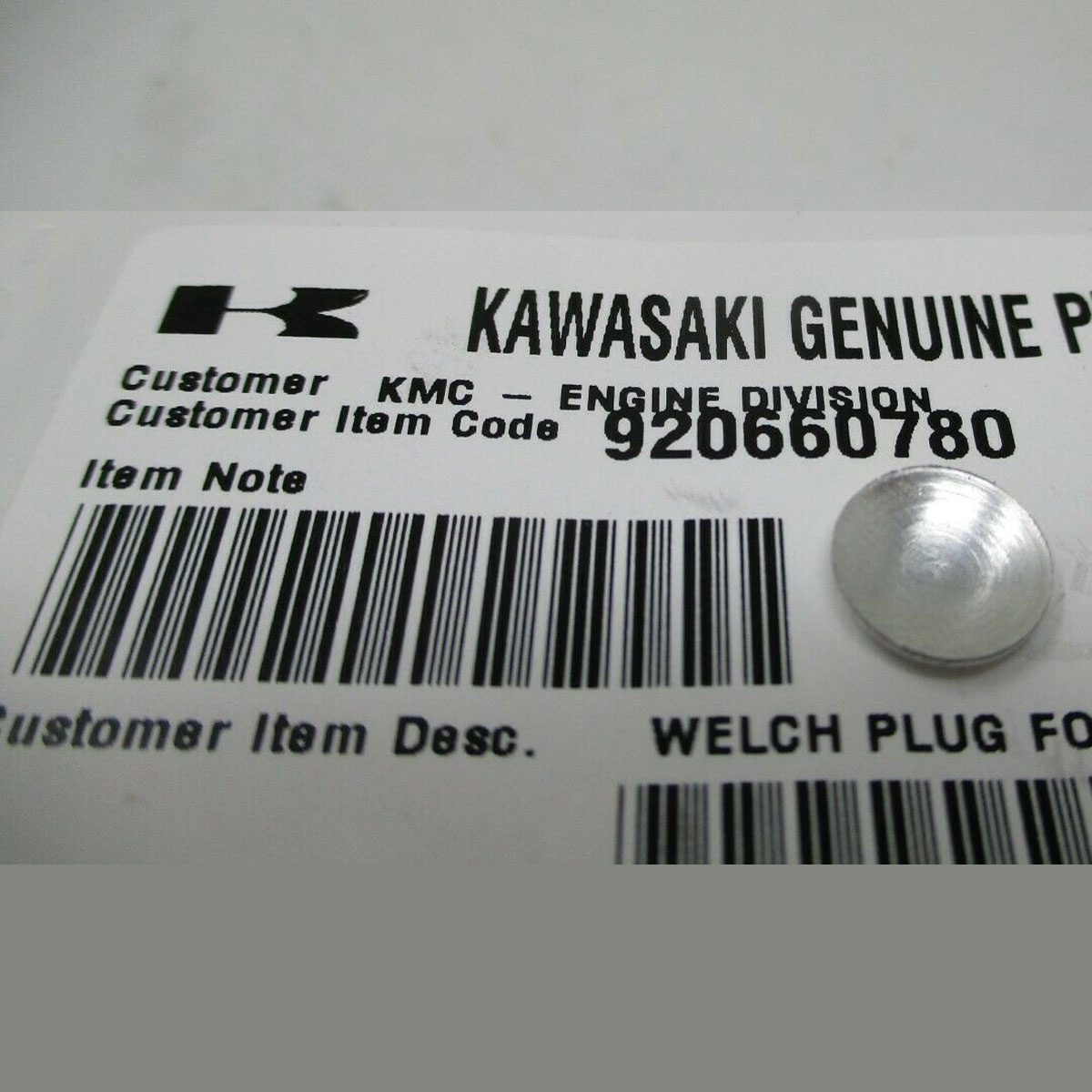 Kawasakie Genuine Welch Plug 92066-0780 [DUNKAW92066-0780] - $3.95